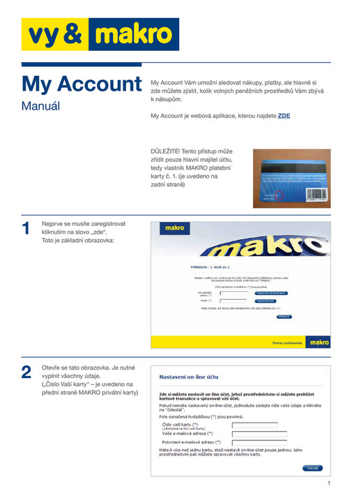 MAKRO CZ - My Account manuál - Strana 1